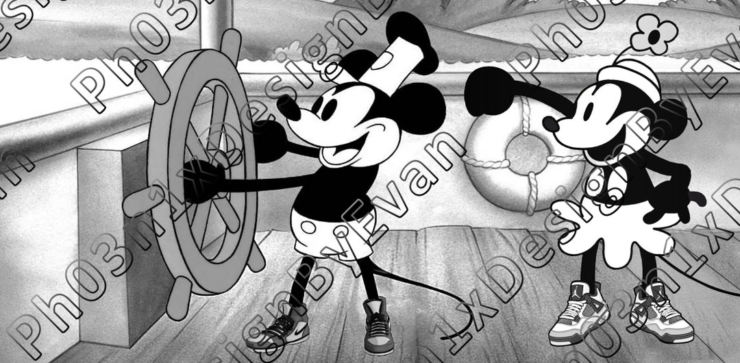 Steamboat Willie in Sneakers (mickey and Minnie Mouse) - Etsy