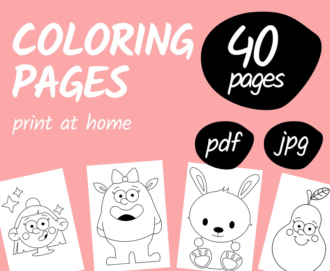 40 Coloring Pages for Kids | Toddlers | Digital Download | Printable ...