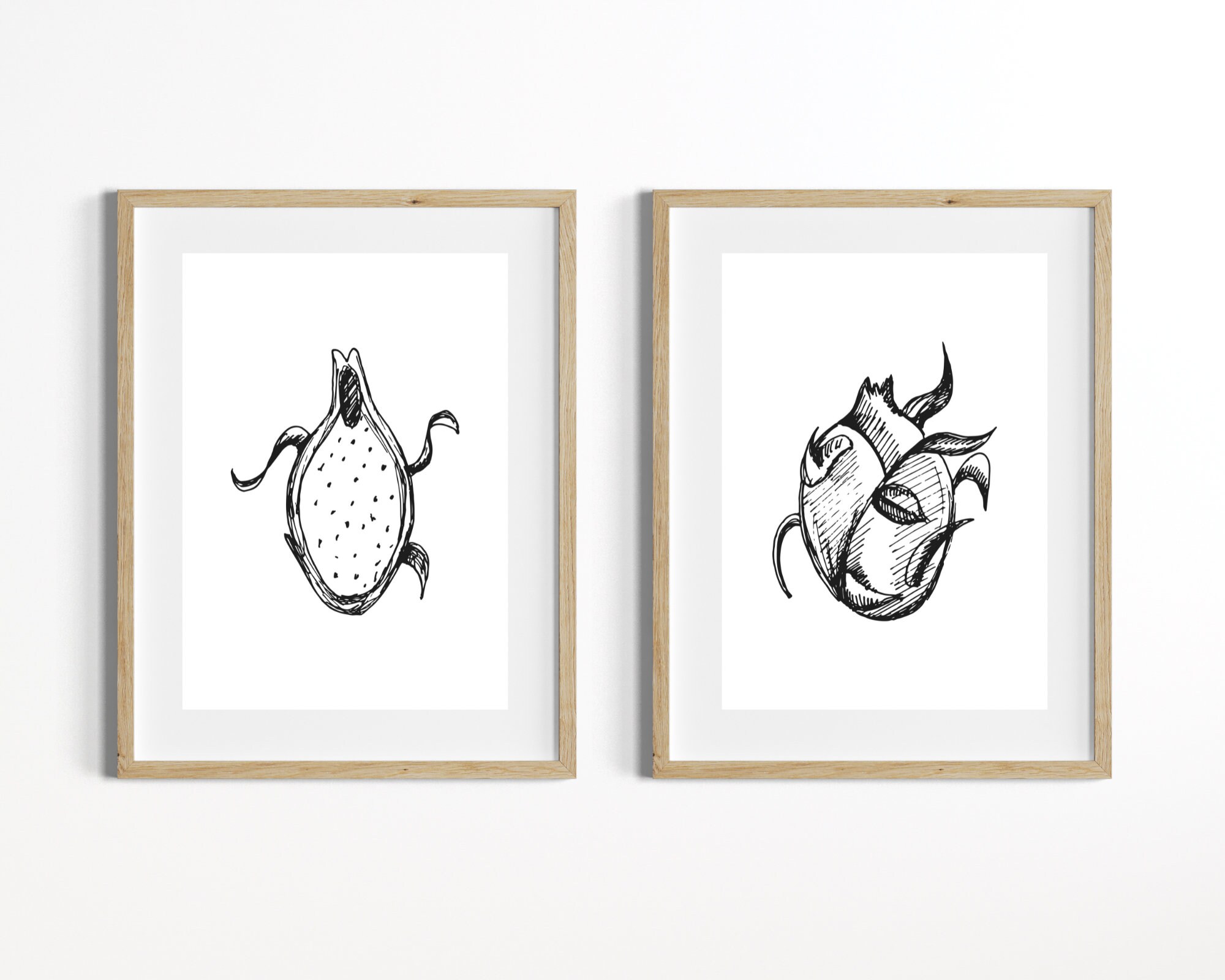 Pitaya Art Prints - Printable Poster Set of 2 - Litography Dragon Fruit ...