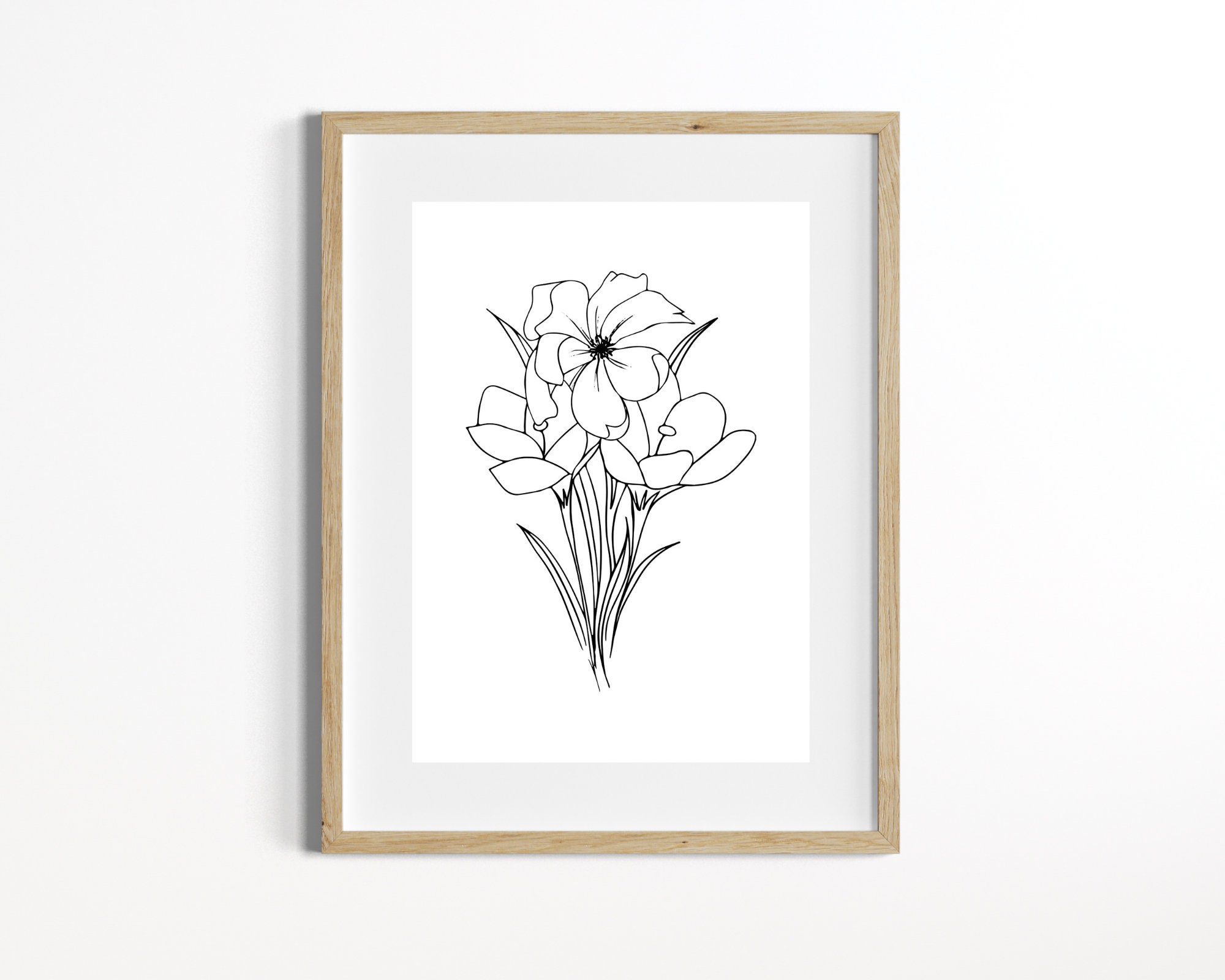 Vintage Flower Sketch Posters Printable Poster Set of 6 Handdrawn ...