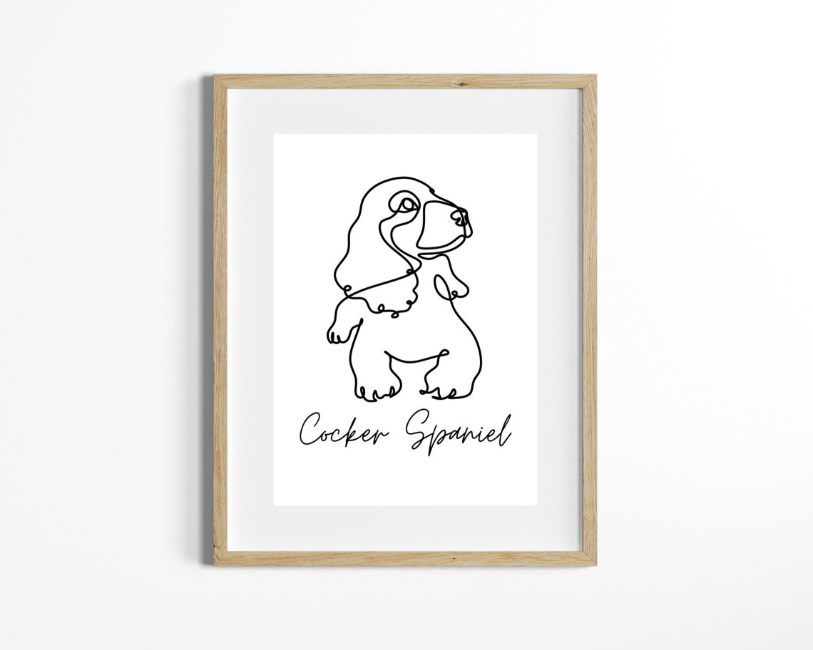 Cocker Spaniel Poster Printable Dog Poster Cocker Spaniel Puppy Line ...