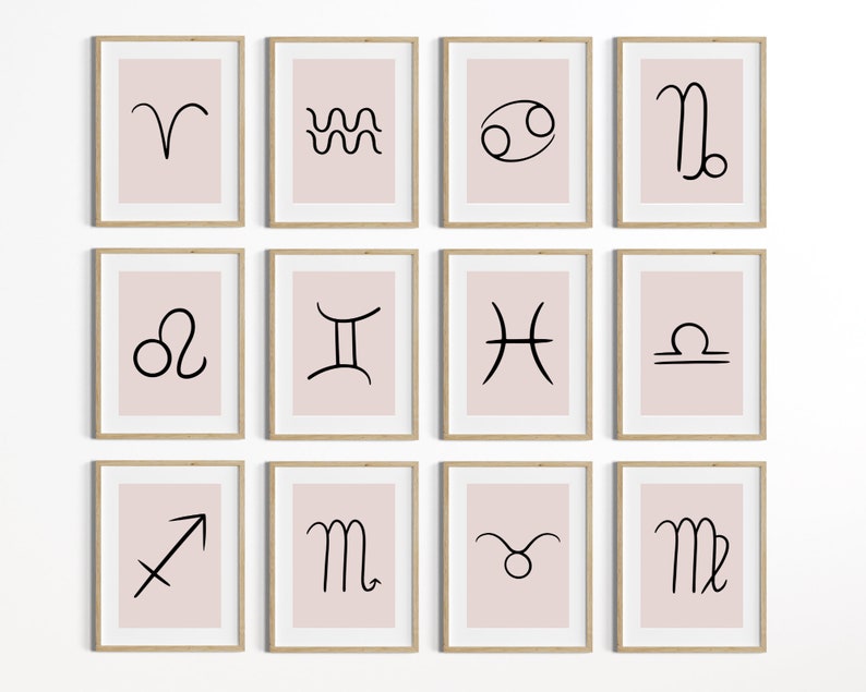 Zodiac Signs Symbol Posters - Poster Set of 12 - Complete Poster Set of ...