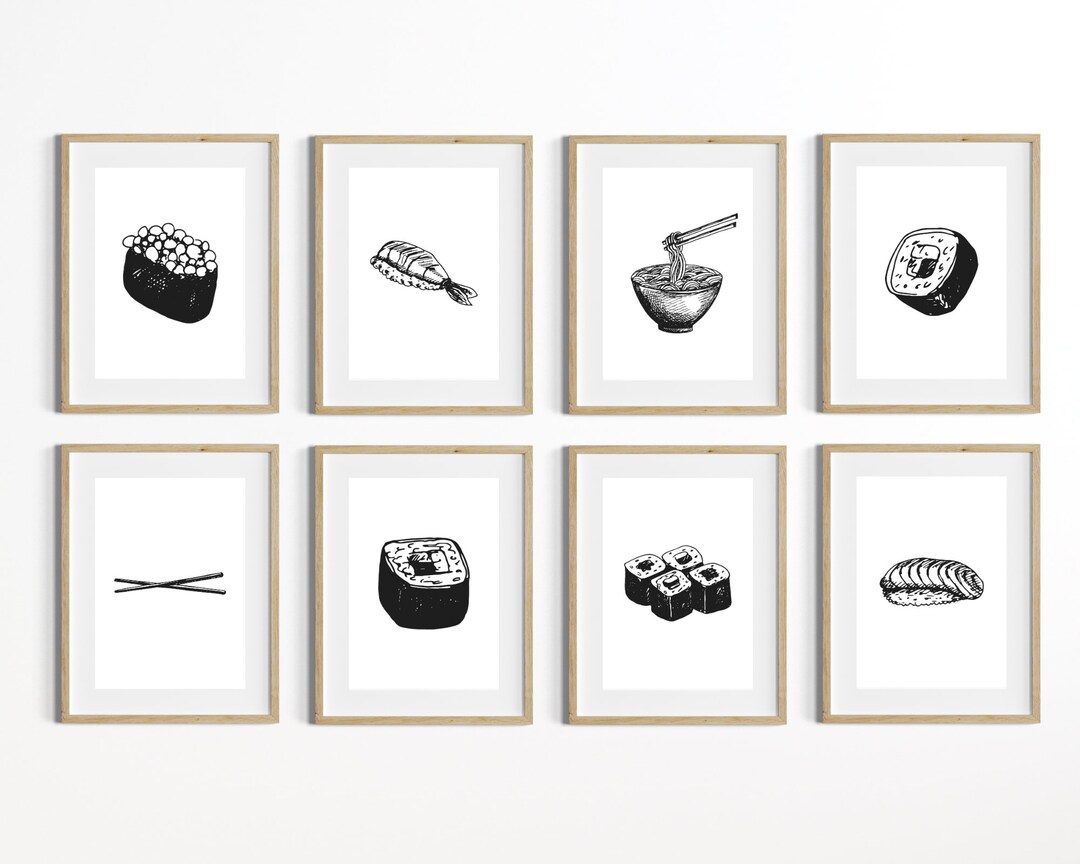 Japanese Food Posters Printable Poster Set of 8 Ramen Art - Etsy