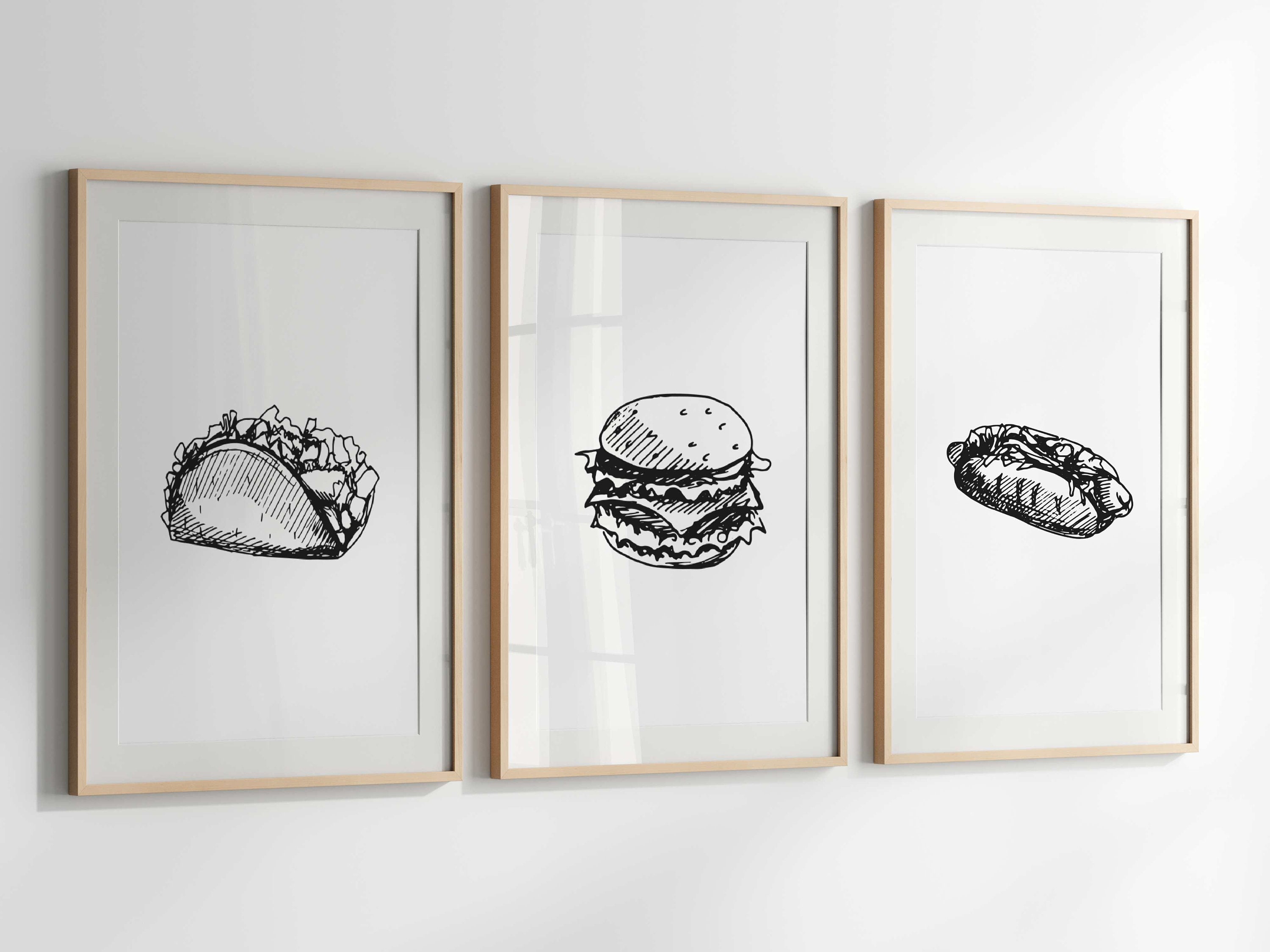 Fast Food Art Prints Printable Poster Set of 3 Burger Poster Taco ...