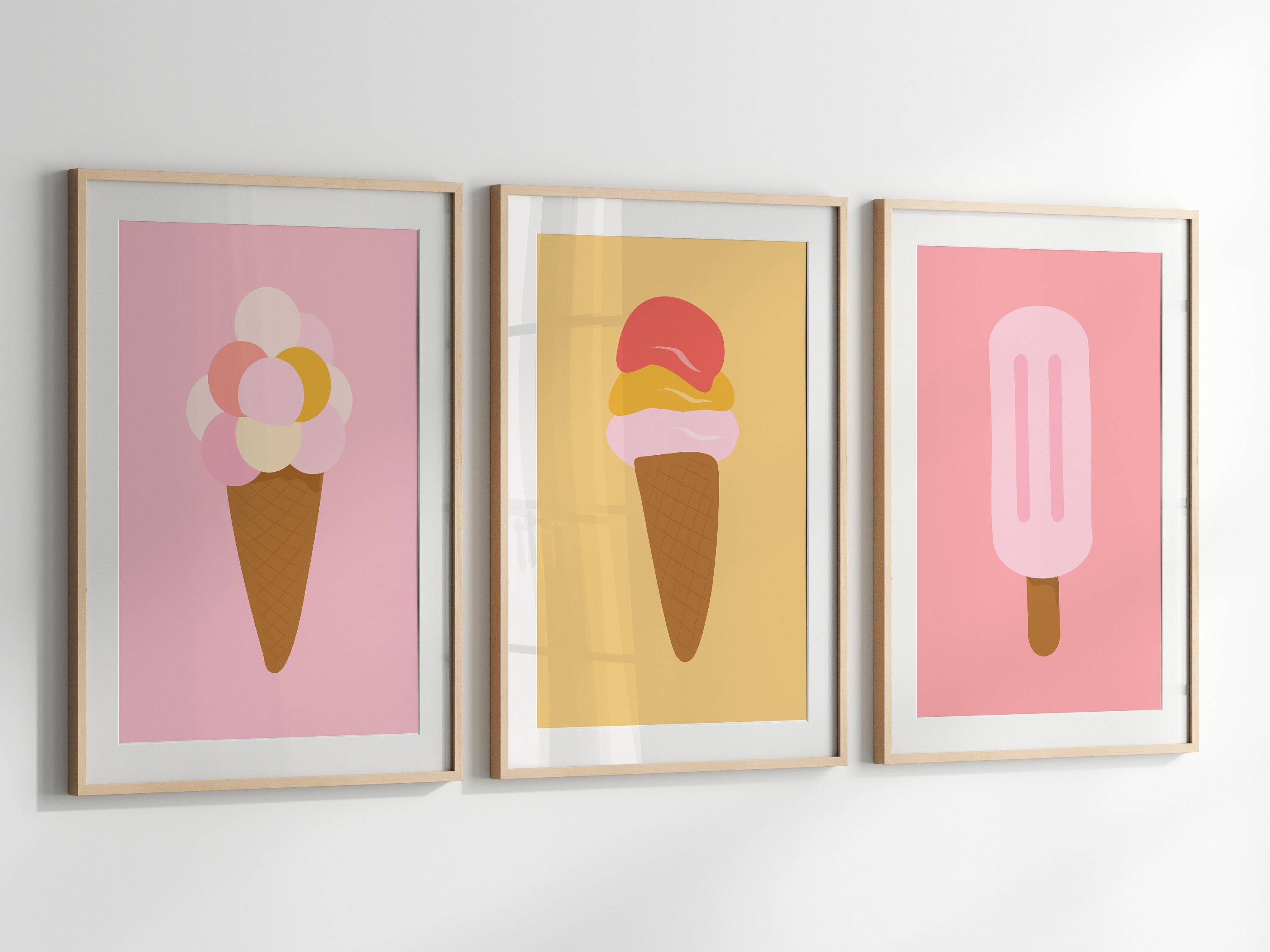 Colourful Ice Cream Art Print - Printable Poster Set of 3 - Ice Cream ...