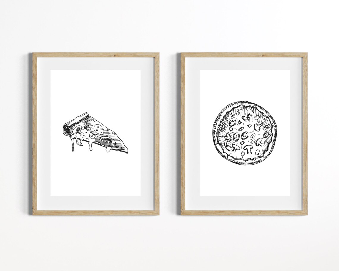 Pizza Posters - Printable Poster Set of 2 - Pizza Slice Art Prints ...