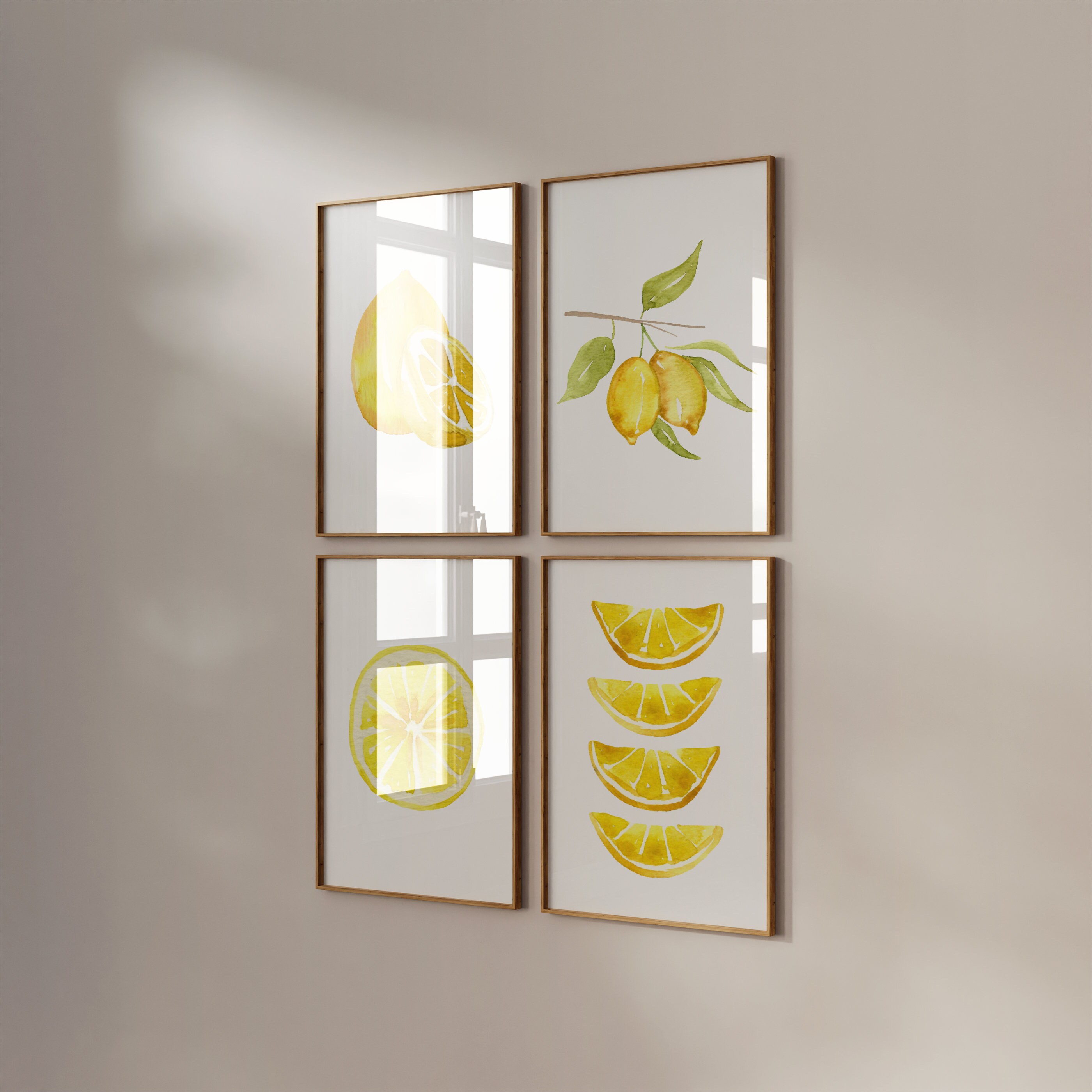 Lemon Art Work - Sicilian Lemon Poster Set - Poster Set of 4 - Sorrento ...