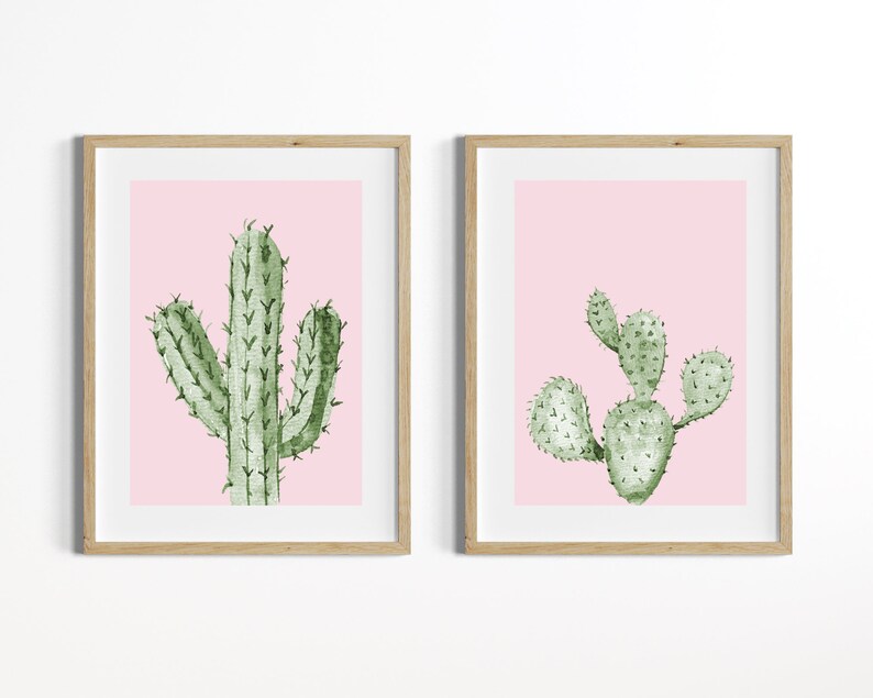 Cactus Posters Printable Poster Set of 2 Cactus Plant Wall - Etsy