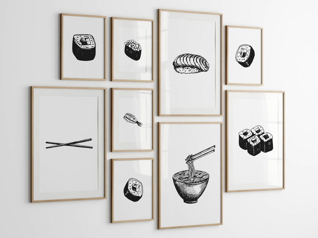 Japanese Food Posters - Printable Poster Set of 8 - Ramen Art Print ...