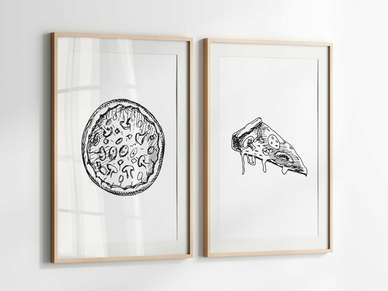 Pizza Posters - Printable Poster Set of 2 - Pizza Slice Art Prints ...