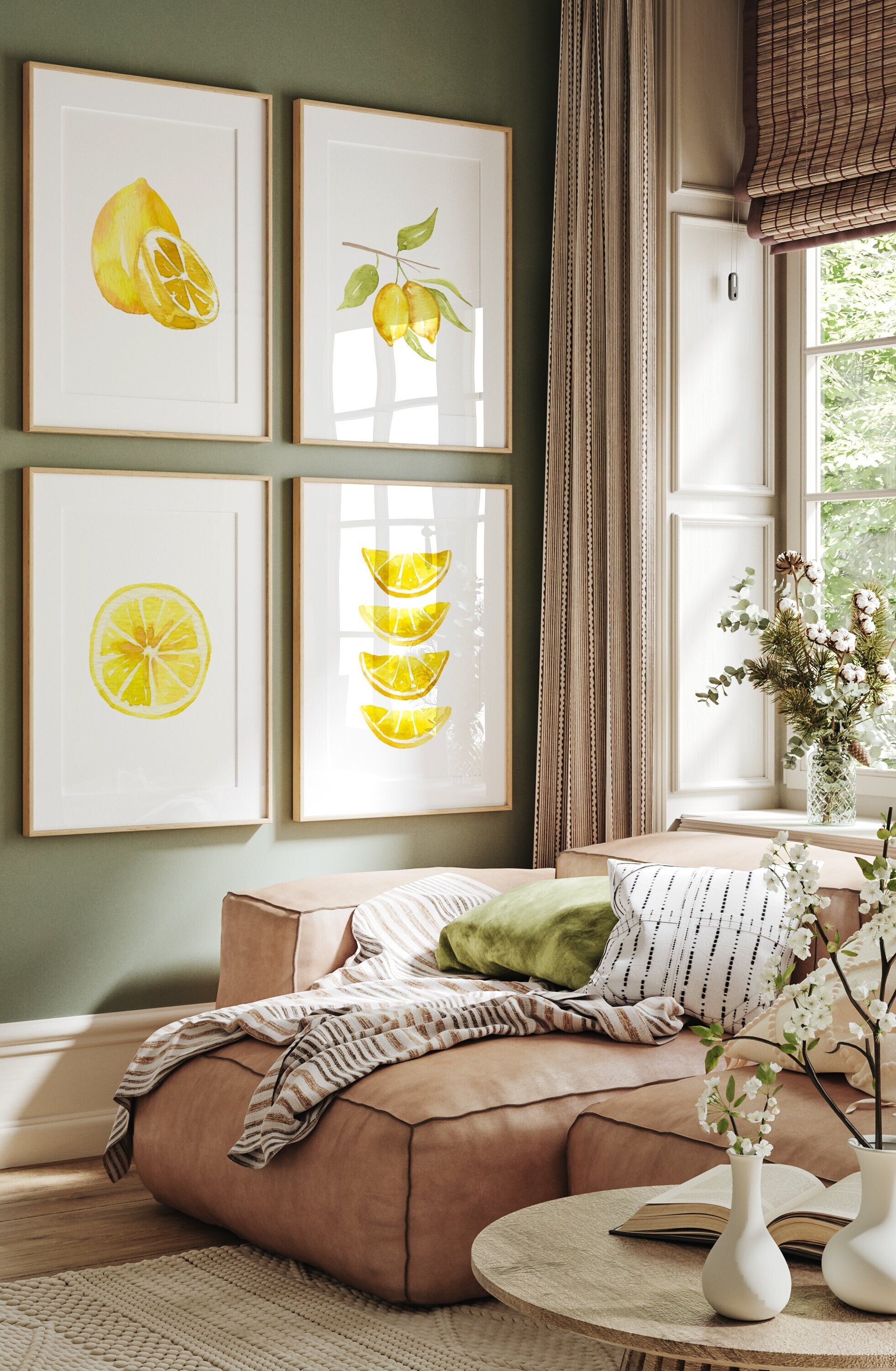 Lemon Art Work - Sicilian Lemon Poster Set - Poster Set of 4 - Sorrento ...