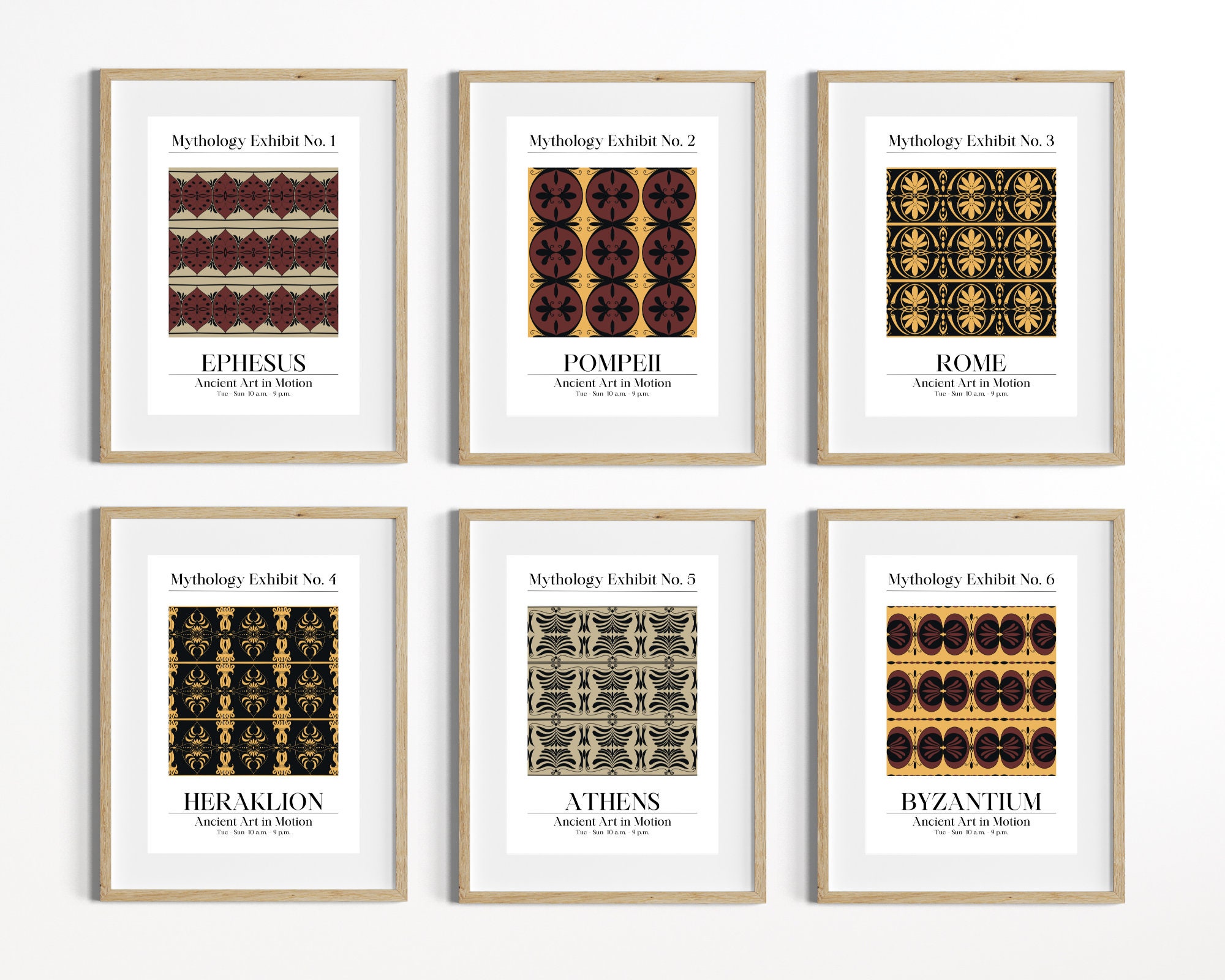 Ancient Tile Art Posters Poster Set of 6 Roman Art Prints Mythology ...