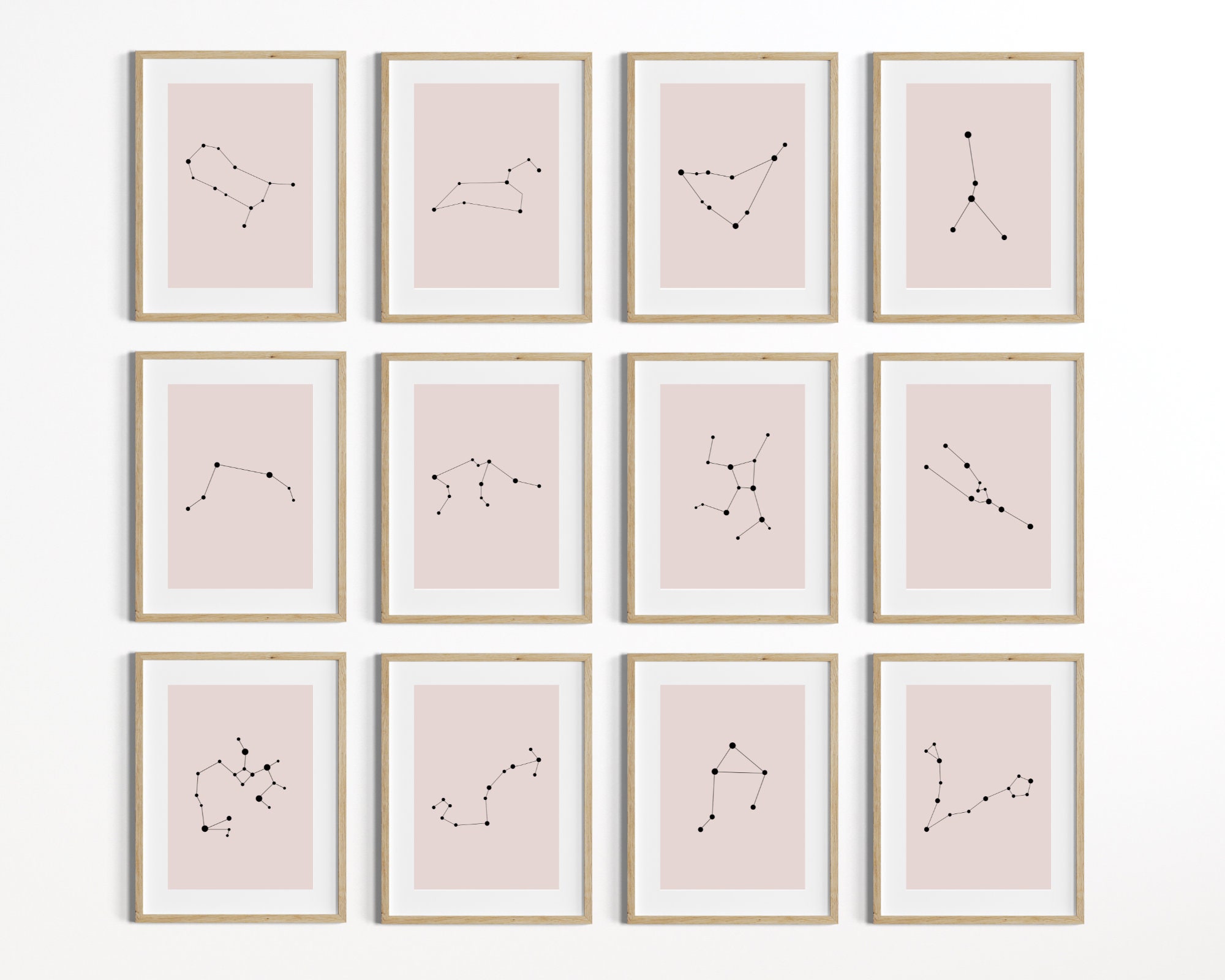 Zodiac Signs Symbol Posters Poster Set of 12 Complete Poster Set of All ...