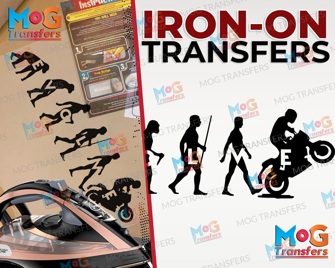 Motorcycle Evolution Iron on Transfer Patch Heat Press Stunt Biking ...