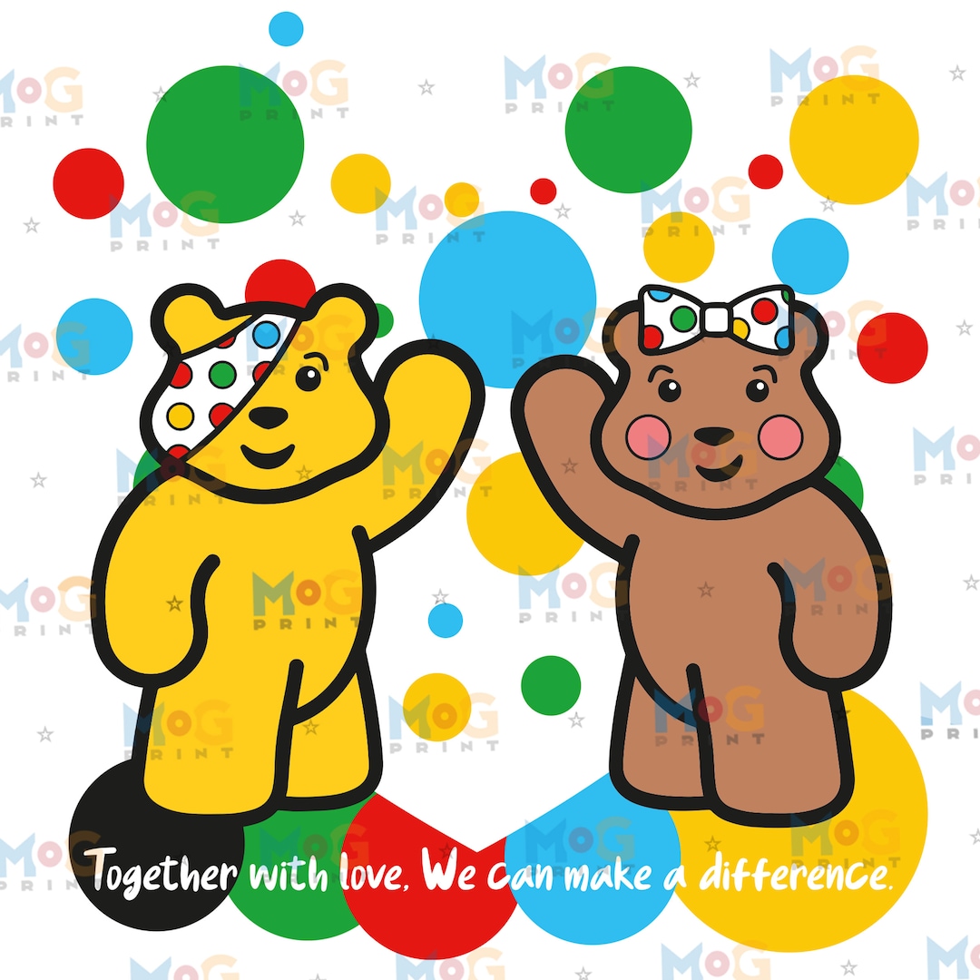 Pudsey Bear Mascot Iron on Transfers Children in Need Waving - Etsy UK