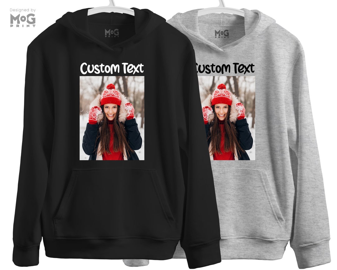 Custom Photo Hoodie | Any Picture Image PERSONALISED Text Hoody | Own ...