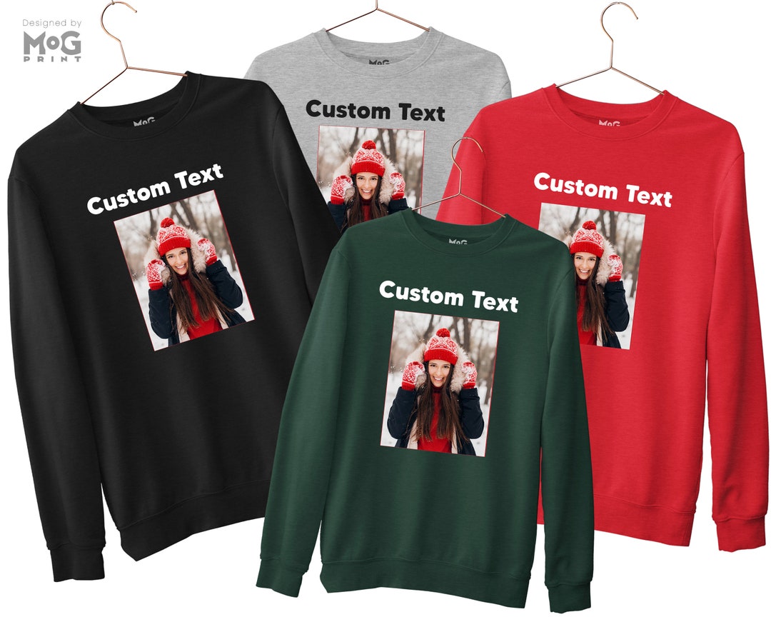 Personalised Photo Sweatshirt, Custom Image Text Jumper, Personalized ...