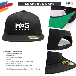 Customisable Snapback Hat, Custom Logo Cap, Classic Unisex Adult Cap ...