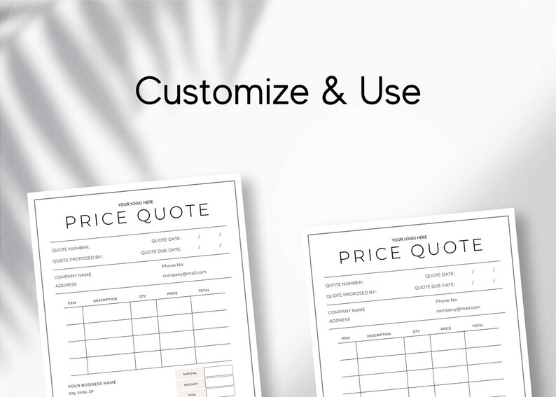 Canva Printable Price Quote Templatesmall Business Templateprice Quote ...