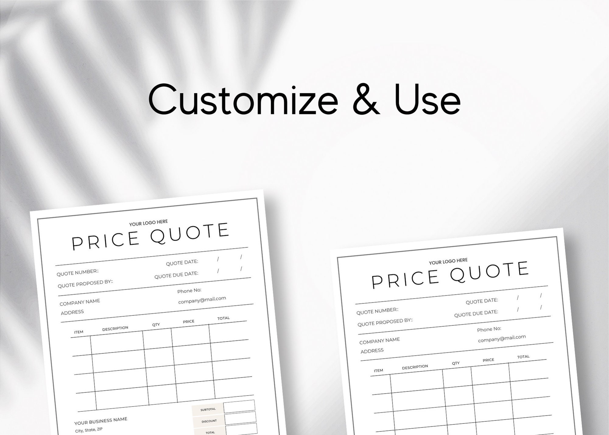 Canva Printable Price Quote Templatesmall Business Templateprice Quote ...