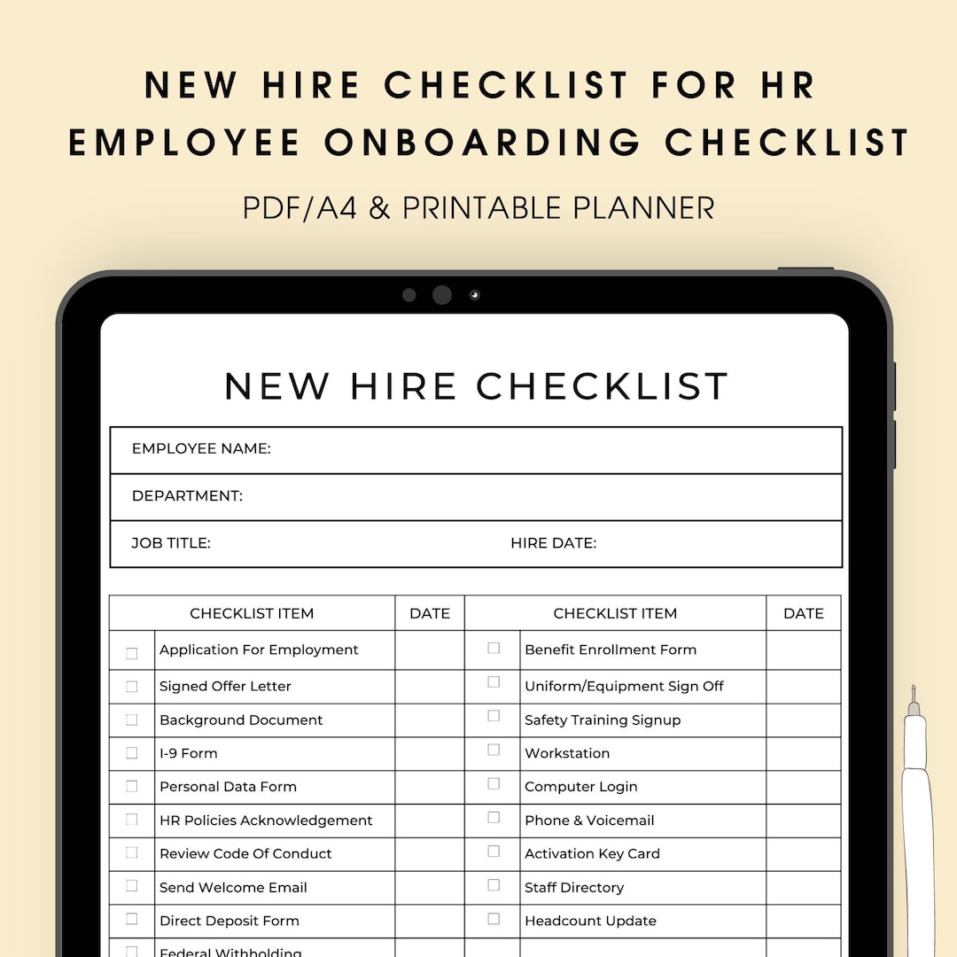 New Hire Checklist Employee Onboarding Checklistonboarding Templatehr ...