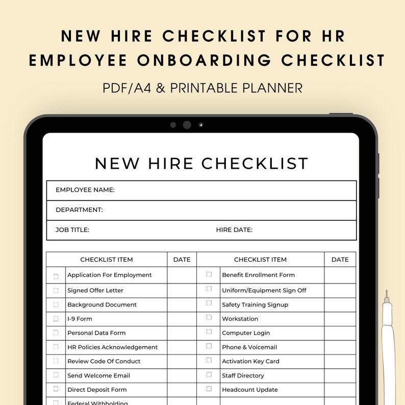 New Hire Checklist Employee Onboarding Checklistonboarding Templatehr ...