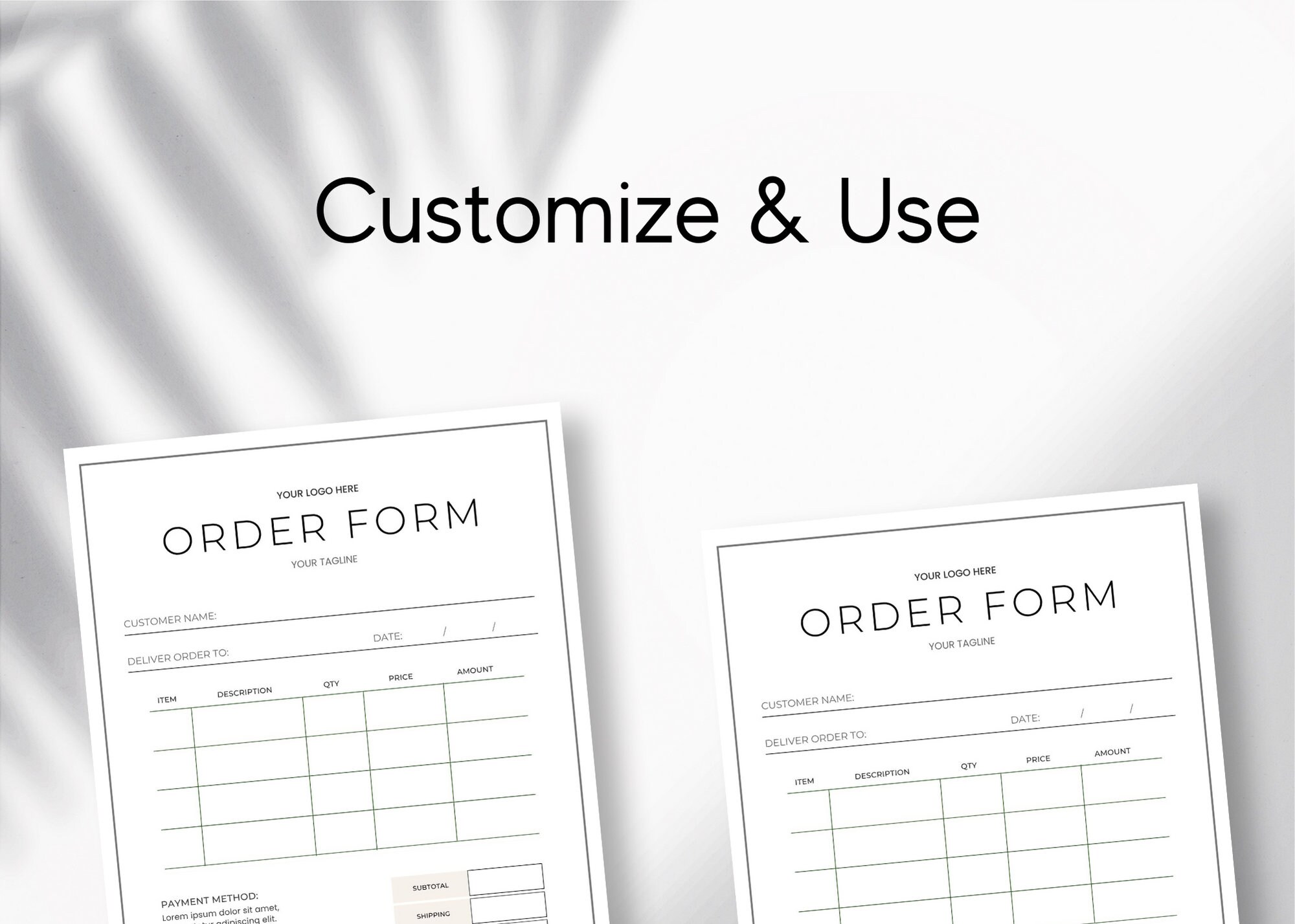 Minimalist Canva Editable Order Form Templateorder Form for Small ...