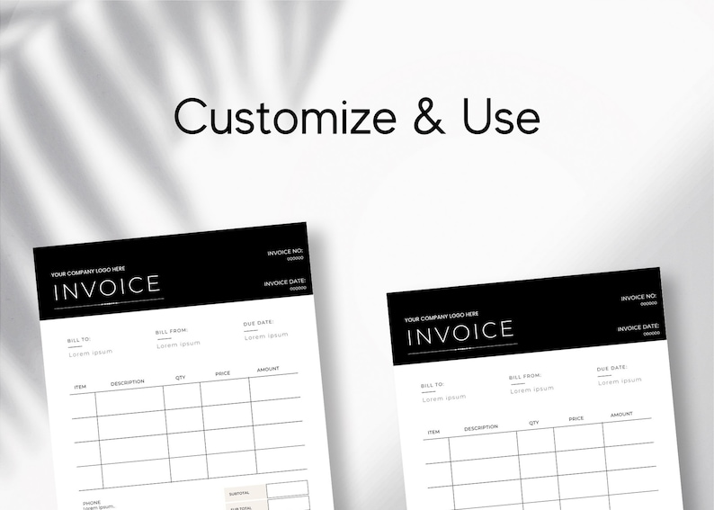 Canva Editable Invoice Templatesmall Business Invoice - Etsy