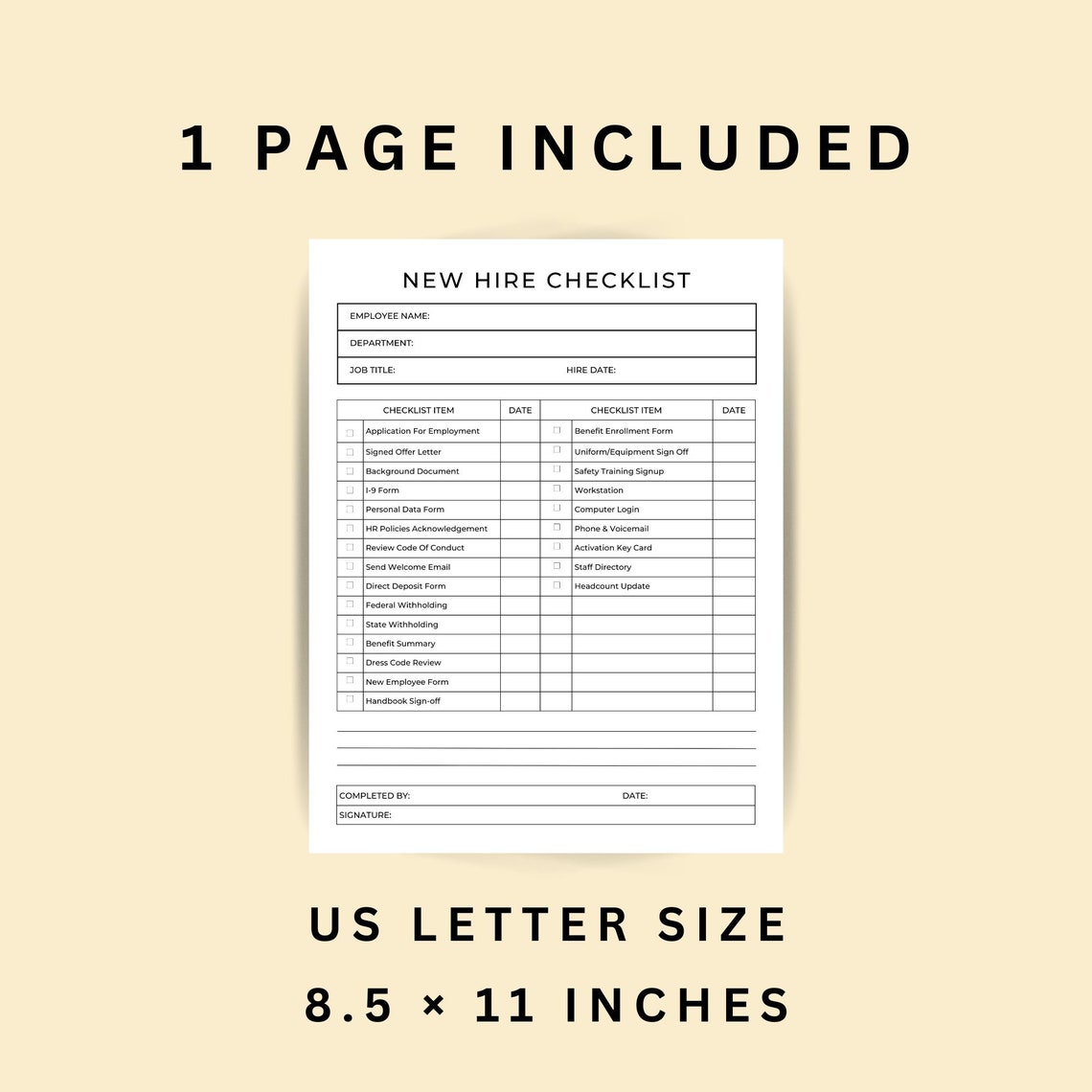 New Hire Checklist Employee Onboarding Checklistonboarding Templatehr ...