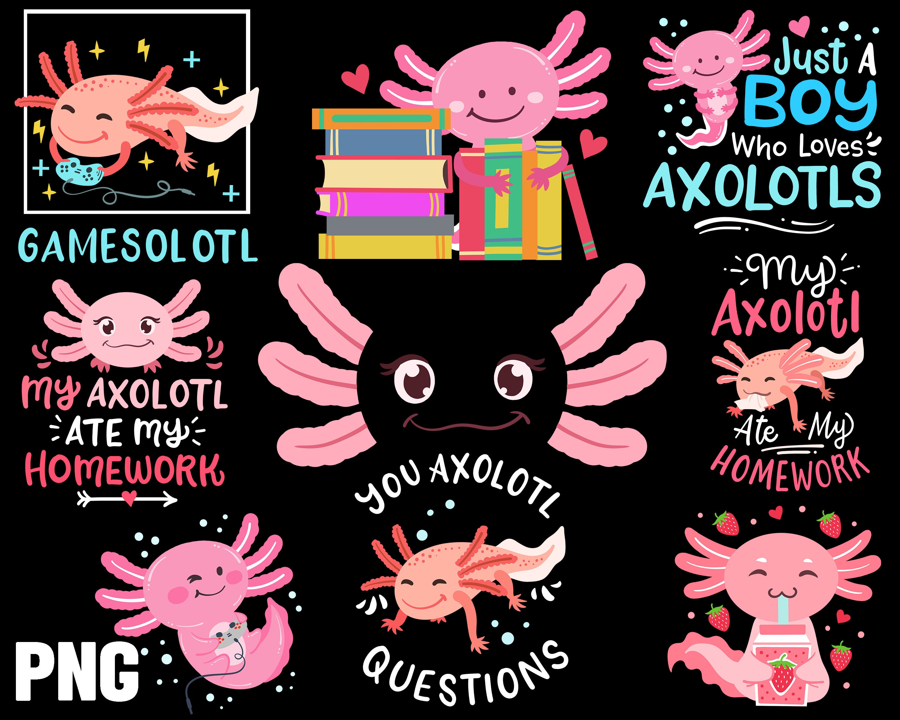 Axolotl Png Bundle Sublimation - Etsy