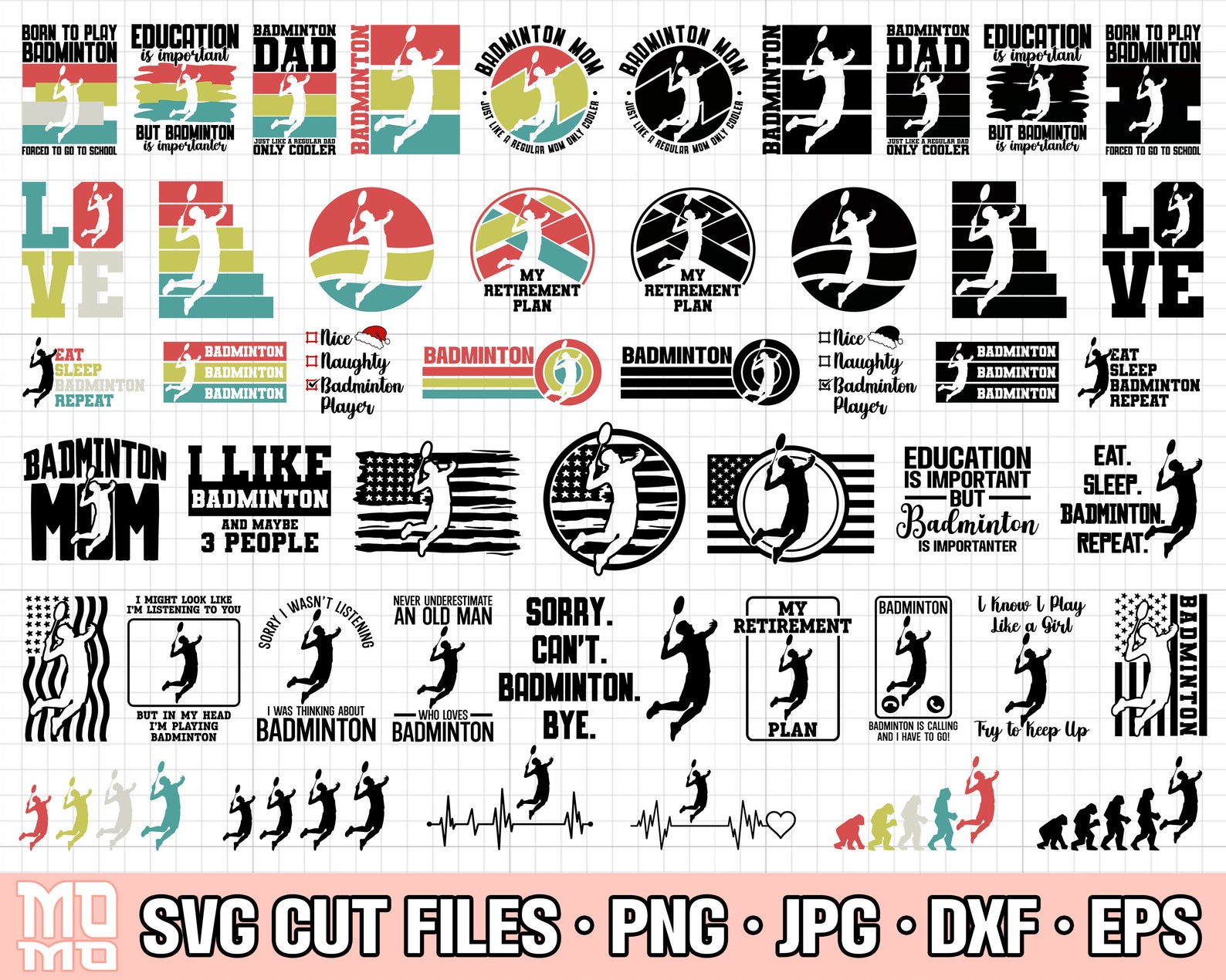 Badminton Svg Bundle Cricut Badminton Png Bundle Badminton Shirt Design ...