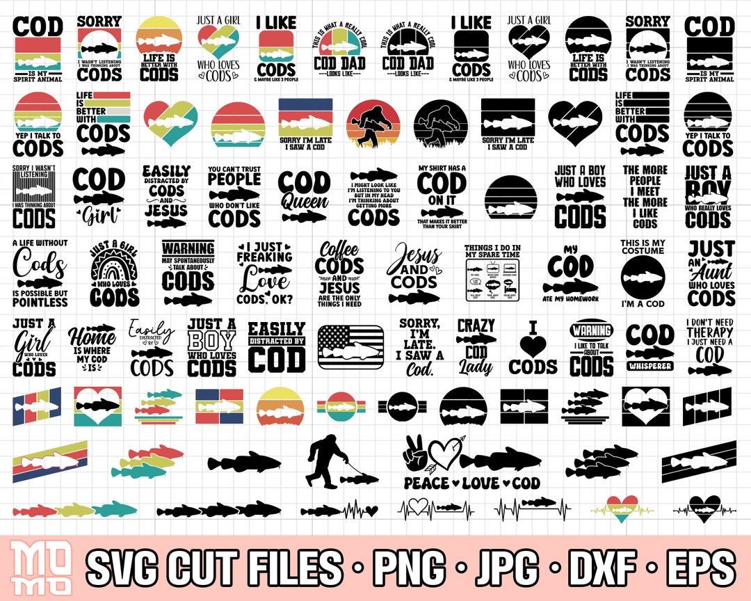 Cod Svg Bundle Cricut Cod Png Bundle Cod Shirt Design Bundle Eps Dxf ...