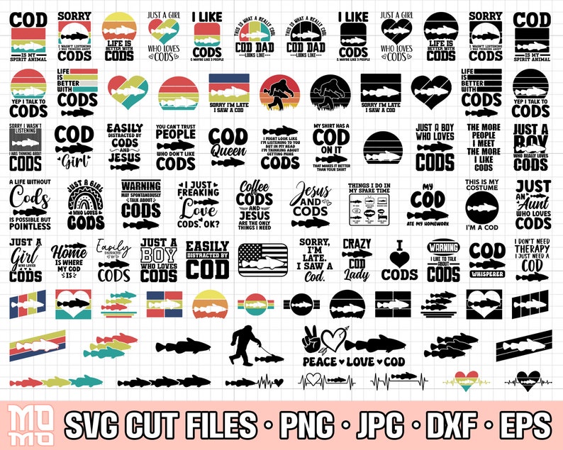 Cod Svg Bundle Cricut Cod Png Bundle Cod Shirt Design Bundle Eps Dxf ...