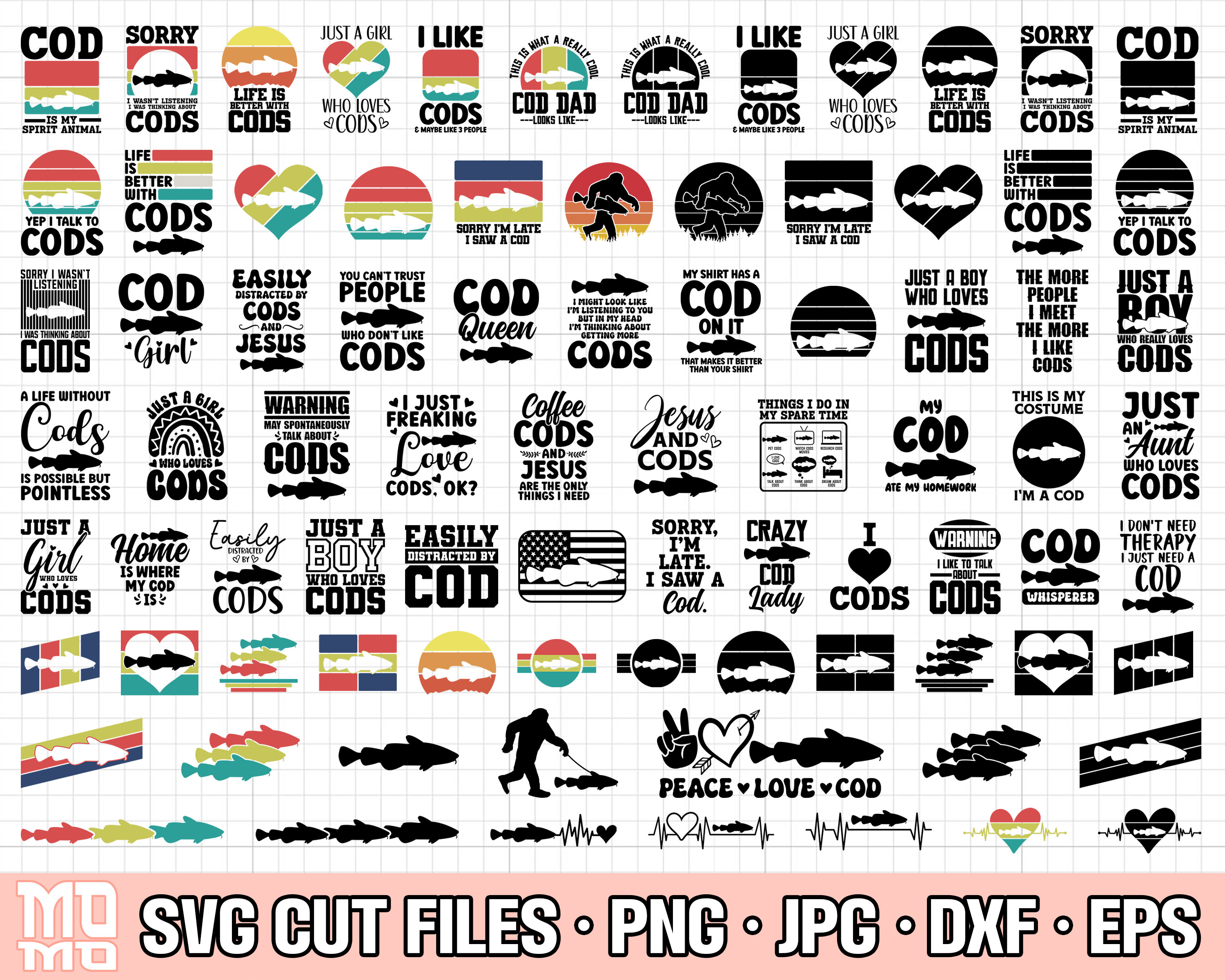 Cod Svg Bundle Cricut Cod Png Bundle Cod Shirt Design Bundle Eps Dxf ...