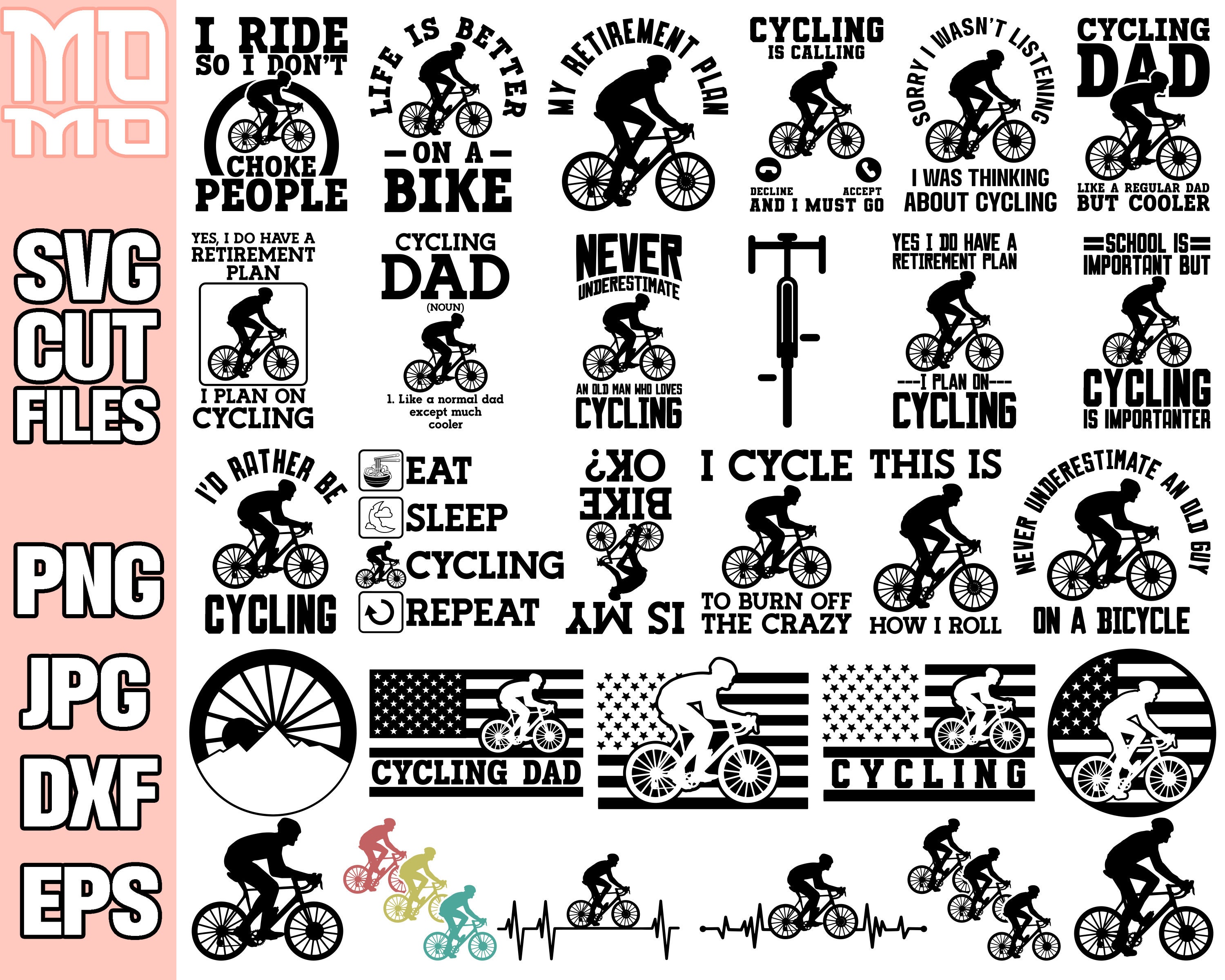Cycling Svg Png Bundle Cricut Cyclist Svg Png Bundle Road Cyclist ...