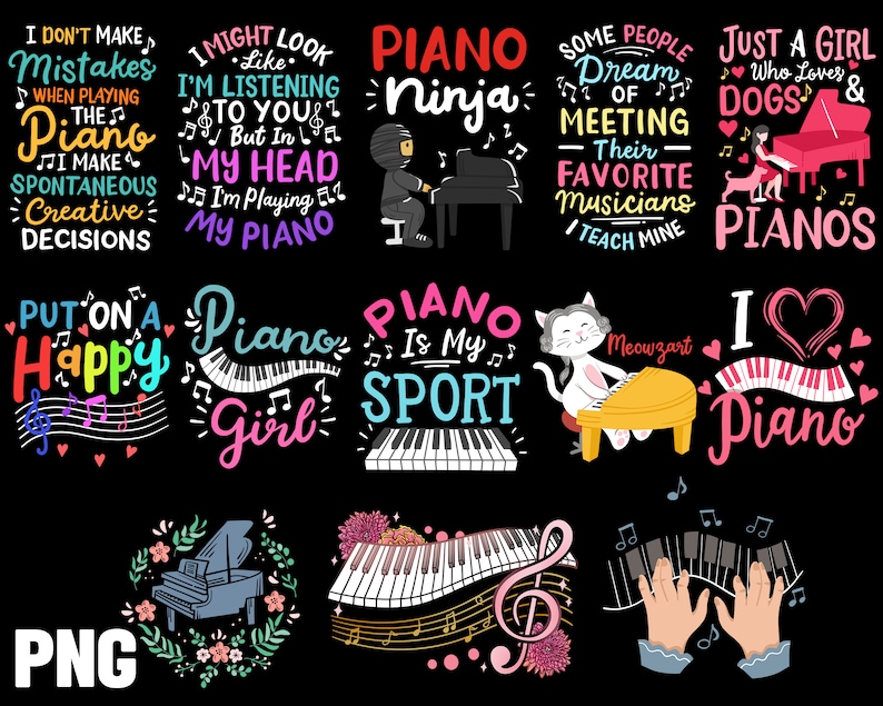 Piano Png Bundle Sublimation Piano Player Pianist Piano Teacher Png ...