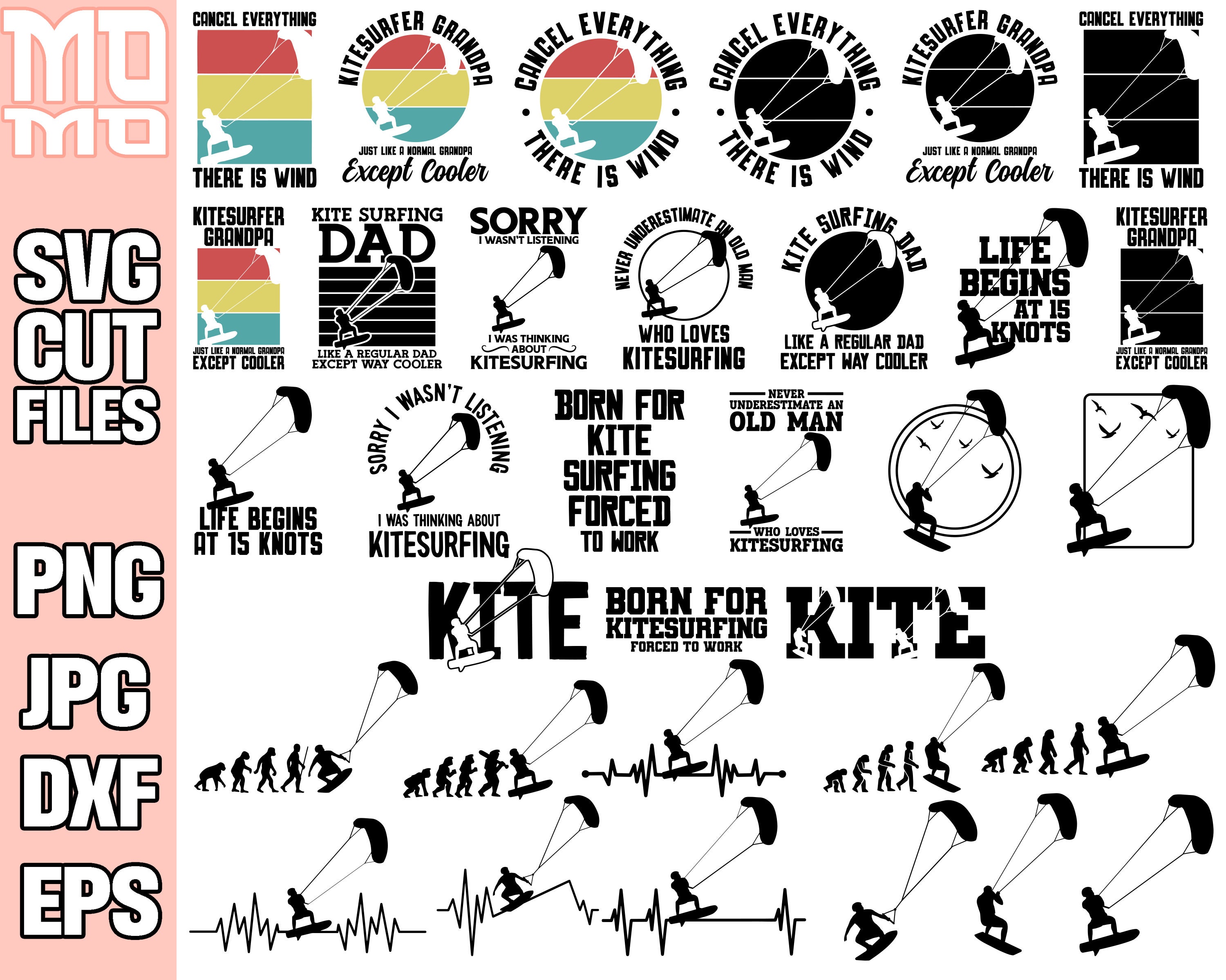 Kitesurfing Svg Png Kiteboarding Svg Png Bundle Cricut Cut File Bundle ...