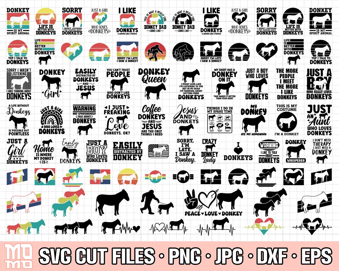 Donkey Svg Bundle Cricut Donkey Png Bundle Donkey Shirt Design Bundle ...