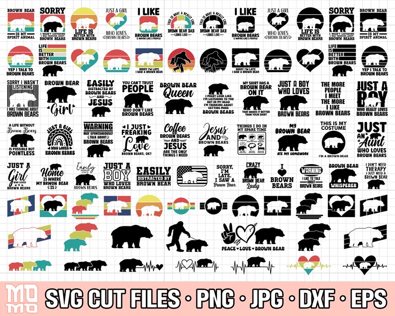 Brown Bear Svg Bundle Brown Bear Png Bundle Brown Bear Cricut Cut Files ...