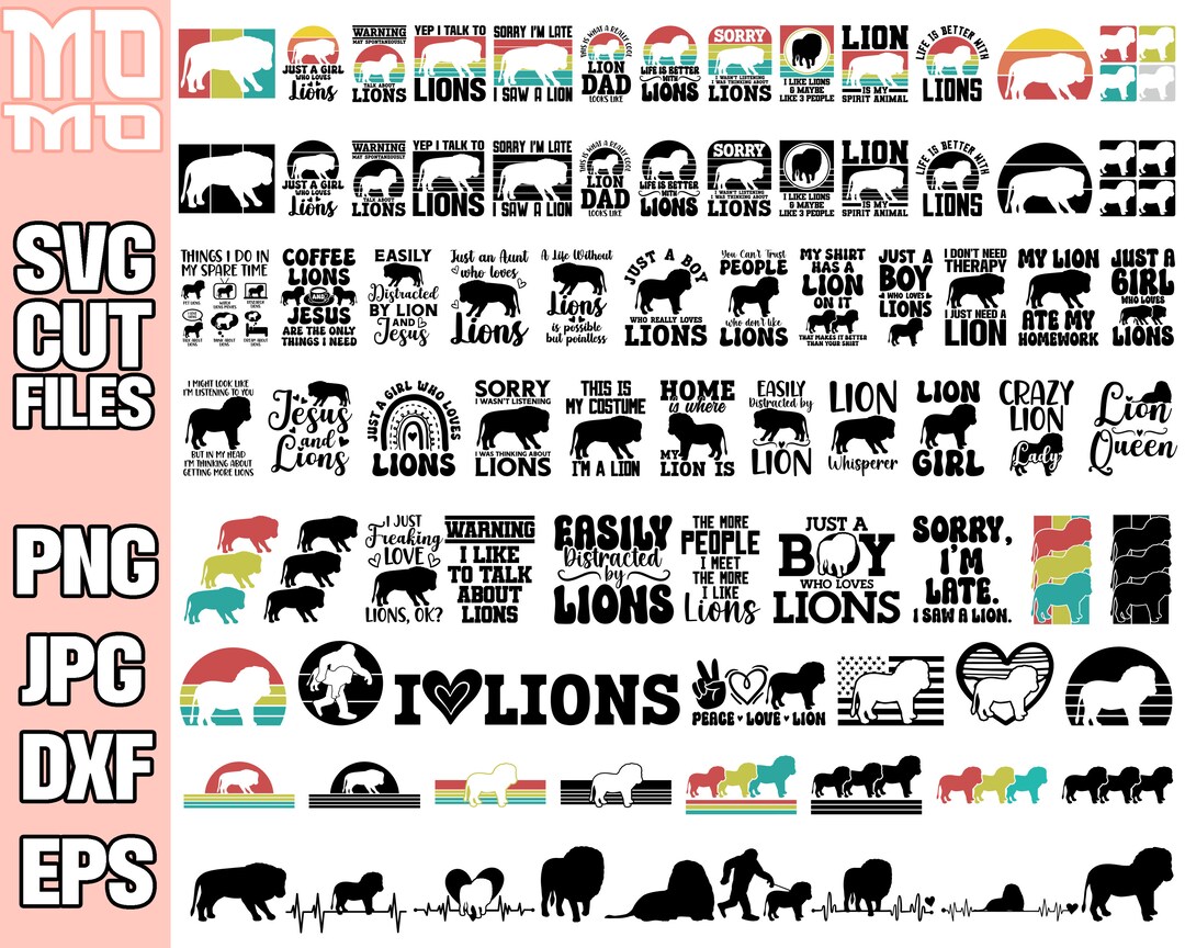 Lion Svg Png Bundle Lion Cut File Bundle Cricut Lion Shirt Design Lion ...