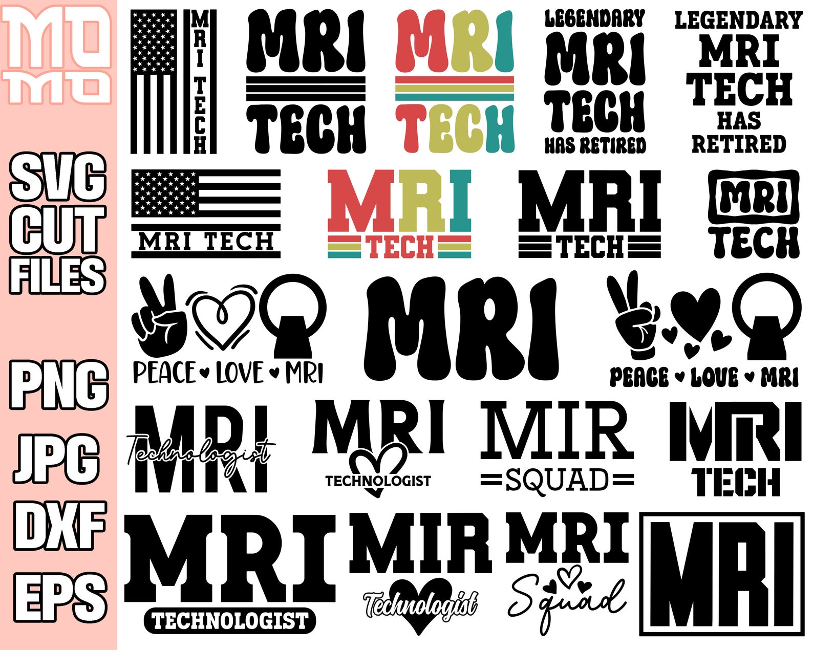 Mri Tech Svg Mri Tech Png Mri Shirt Design Bundle Mri Commercial Use ...