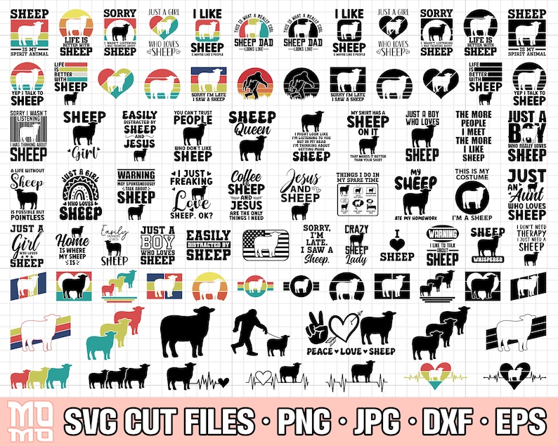 Sheep Svg Bundle Cricut Sheep Png Bundle Sheep Shirt Design Bundle Eps ...