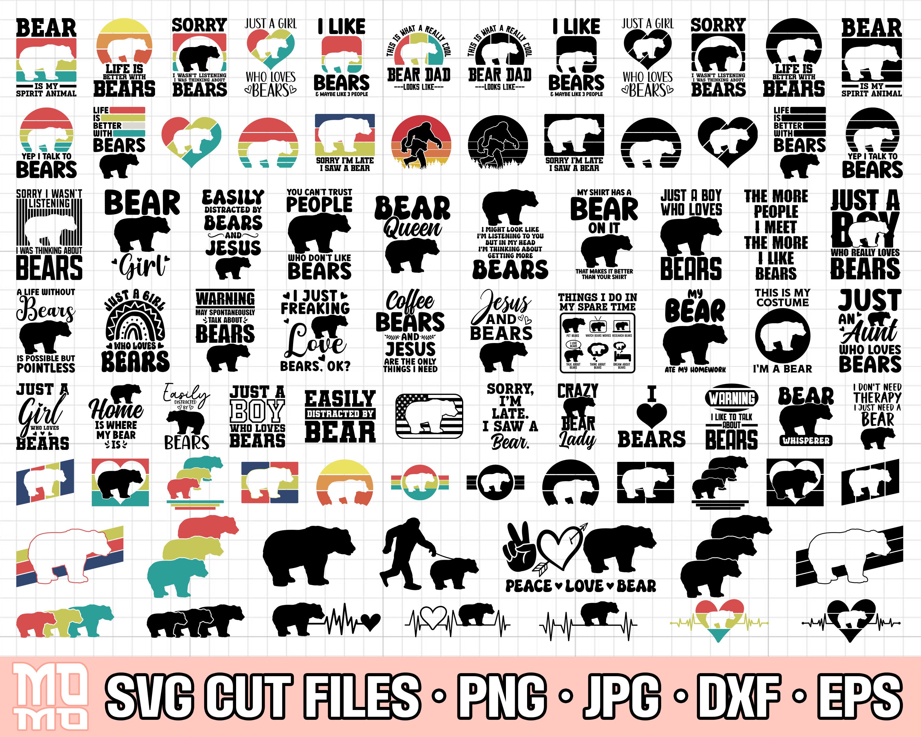 Bear Svg Bundle Bear Png Bundle Bear Clipart Free Commercial - Etsy