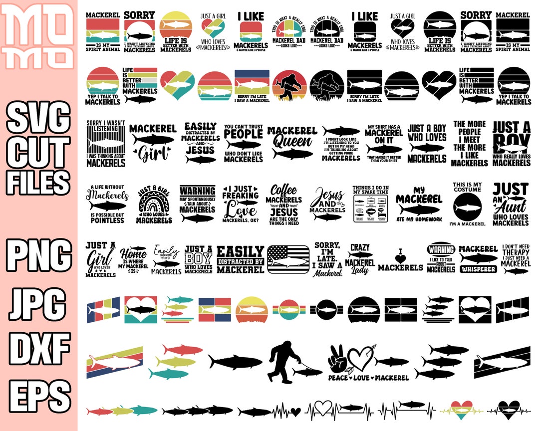Mackerel Svg Bundle Cricut Mackerel Png Bundle Mackerel Shirt Design ...