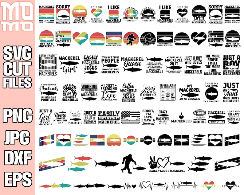 Mackerel Svg Bundle Cricut Mackerel Png Bundle Mackerel Shirt Design ...