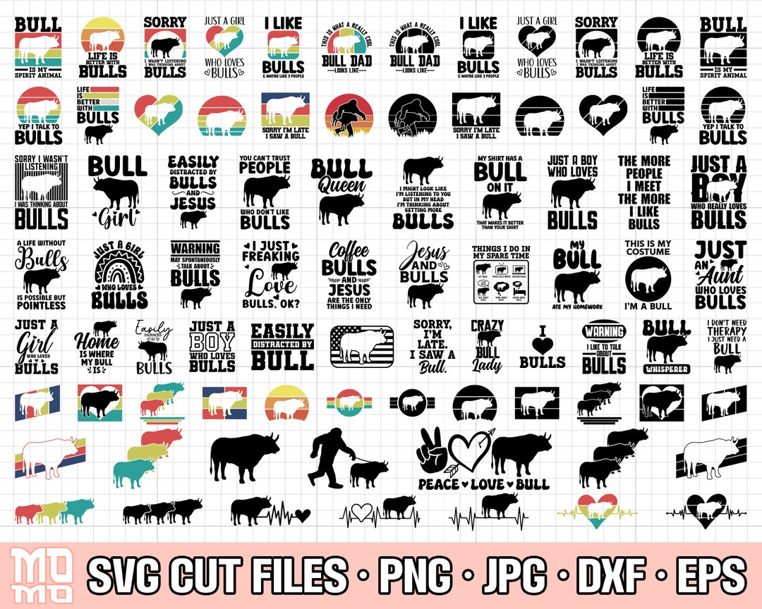 Bull Svg Bundle Cricut Bull Png Bundle Bull Shirt Design Bundle Bull ...