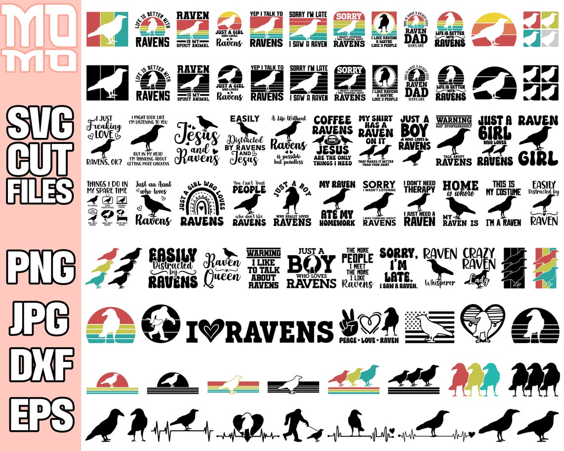 Raven Svg Bundle Cricut Raven Silhouette Raven Png Bundle Raven Cut ...