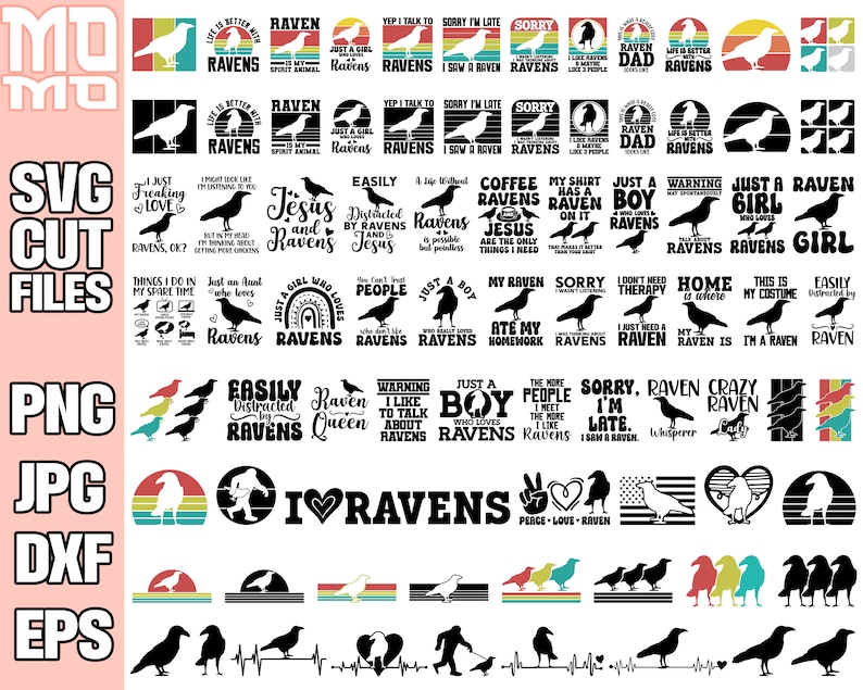 Raven Svg Bundle Cricut Raven Silhouette Raven Png Bundle Raven Cut ...