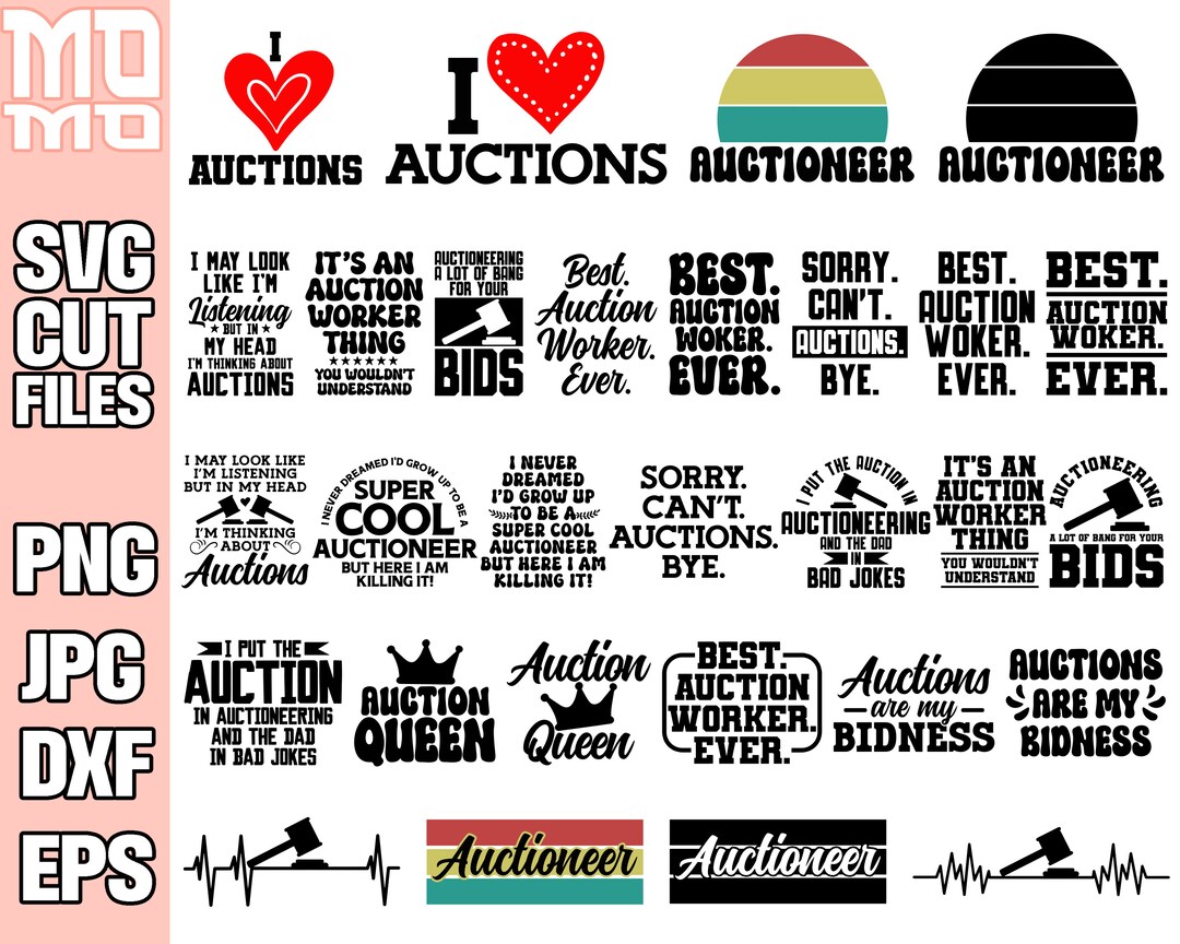 Auction Svg Bundle Auction Png Bundle Auction Svg Png Eps Dxf Shirt ...