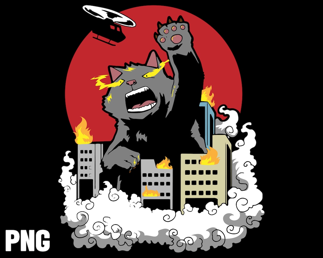Cat Zilla Png Sublimation Clipart Illustration Free Commercial Use - Etsy